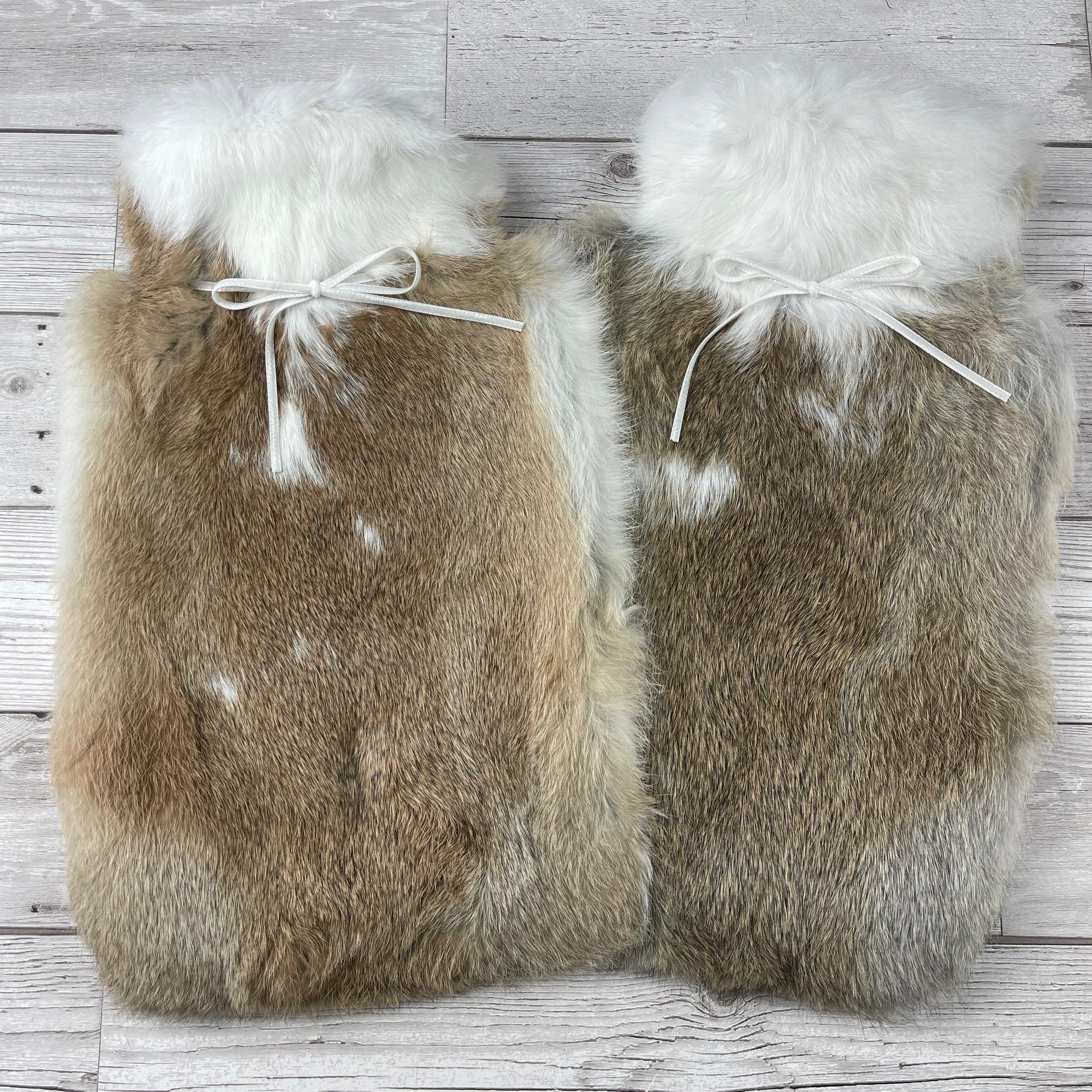 Luxury Rabbit Fur Hot Water Bottles | Gift set of 2 bottles | £295